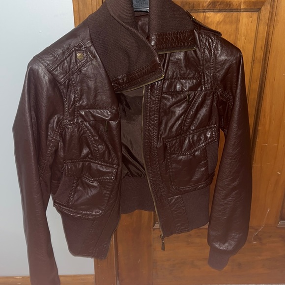 Jackets & Coats | Chocolate Brown Faux Leather Jacket | Poshmark